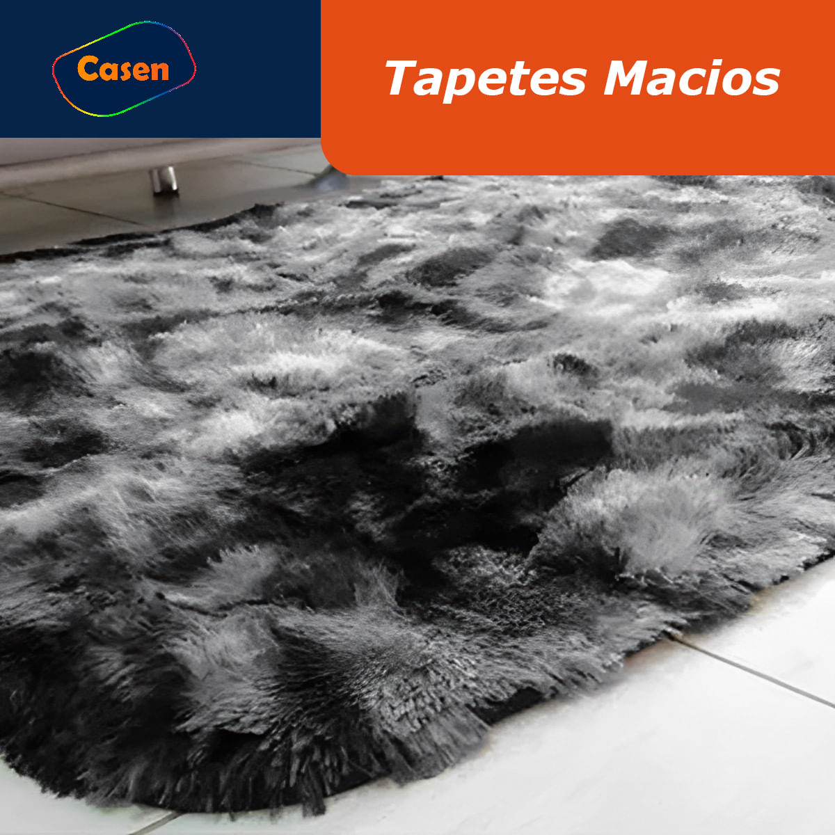 Tapete Felpudo Cinza Mesclado 1,40x1,00m Pelo Alto Casen - Carrefour