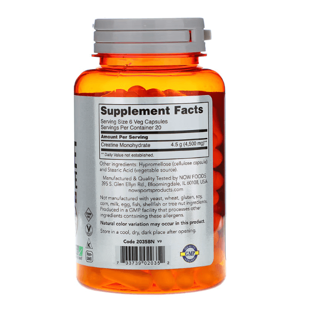 Creatina Mono-hidratada, 750 Mg, 120 Cápsulas, Now - Carrefour