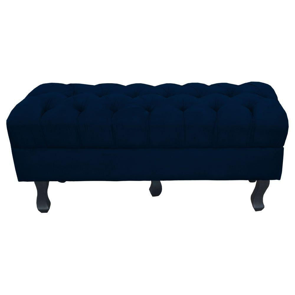 Puff Retro Luis Xv Capitonê 1 Metro Suede Azul Marinho - Drossi É um ...