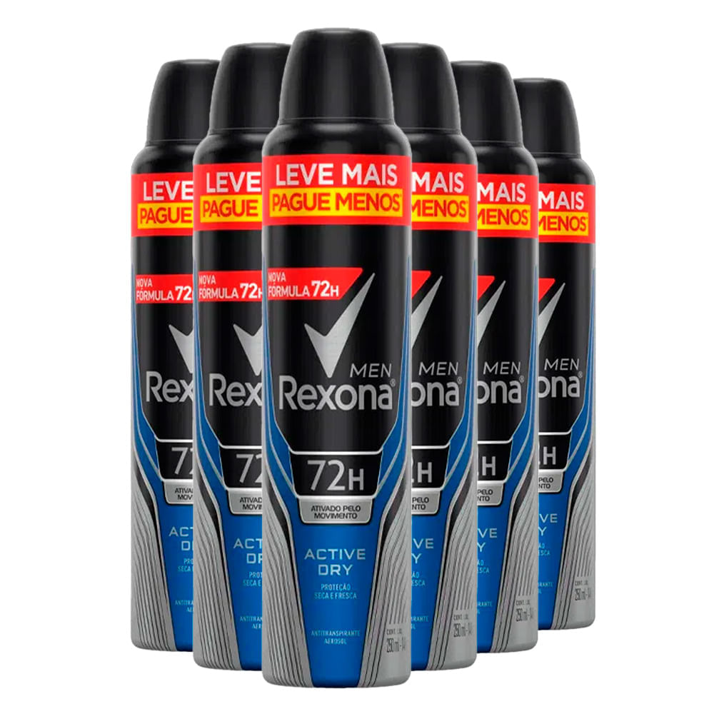 Kit Desodorante Antitranspirante Aerosol Rexona Active Dry 72 Horas ...