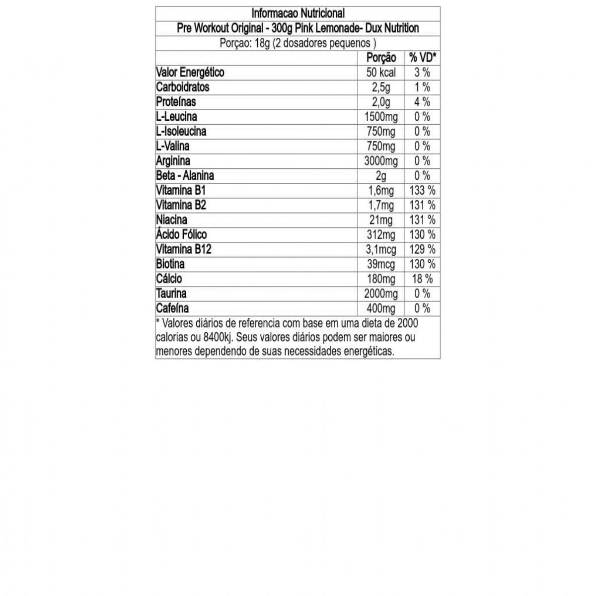 Pre Workout Original - 300g Pink Lemonade - Dux Nutrition - Carrefour