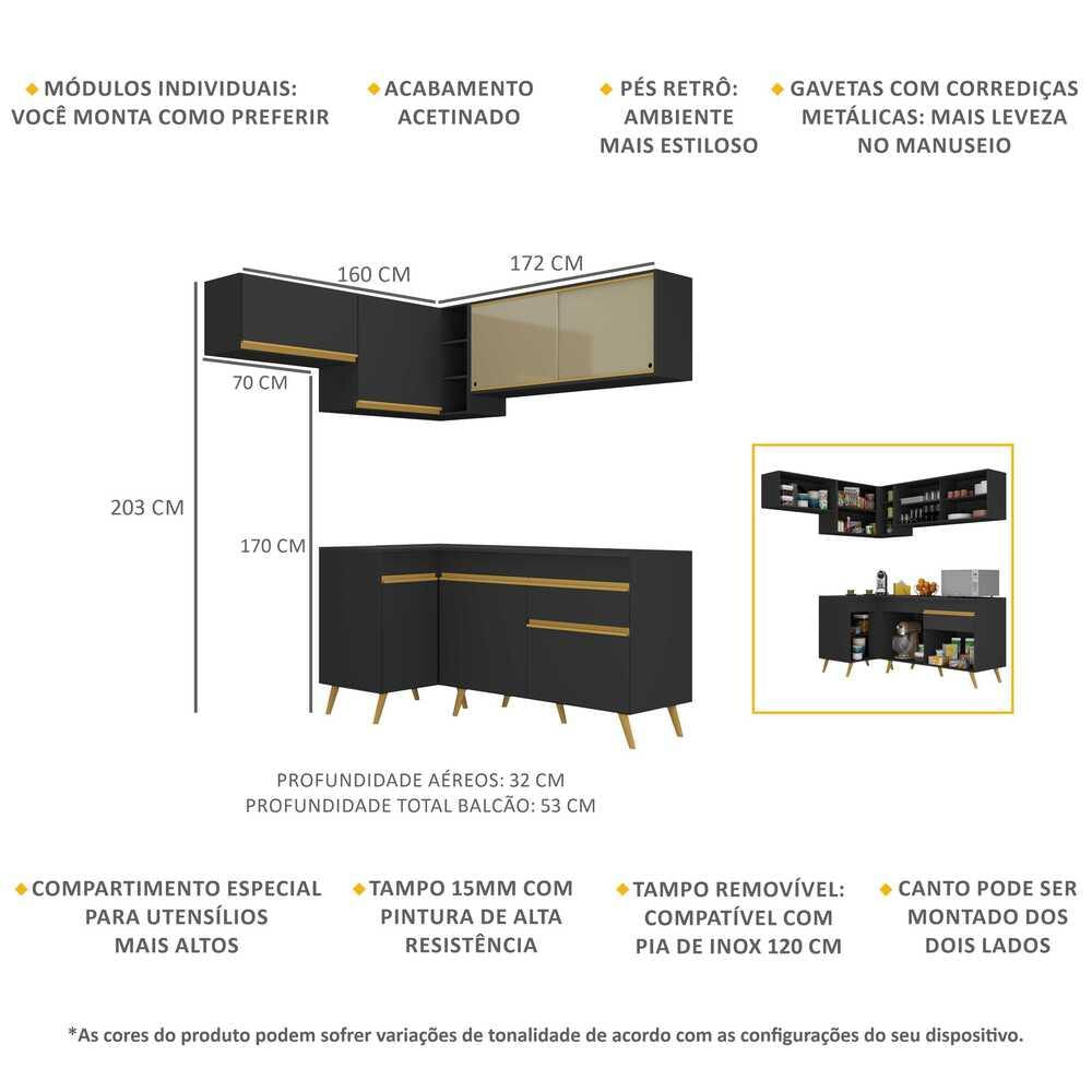 Armário Cozinha Completa De Canto Veneza Multimóveis V2059 - Carrefour