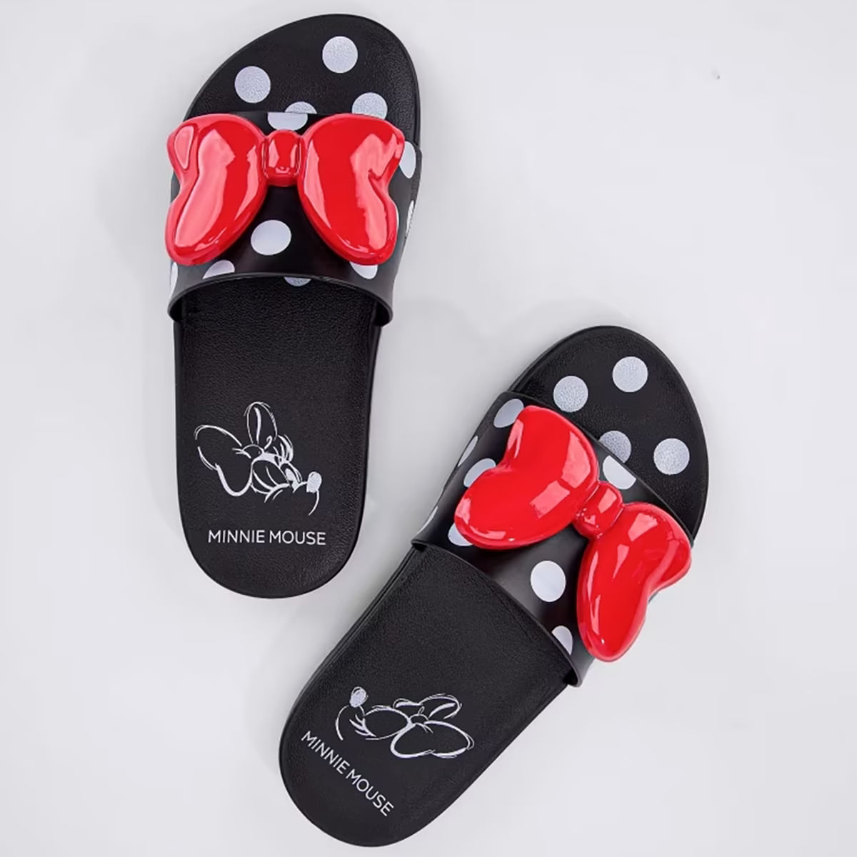 Chinelo Disney Minnie Slide Poá Grendene Kids - Preto E Vermelho - 28 ...