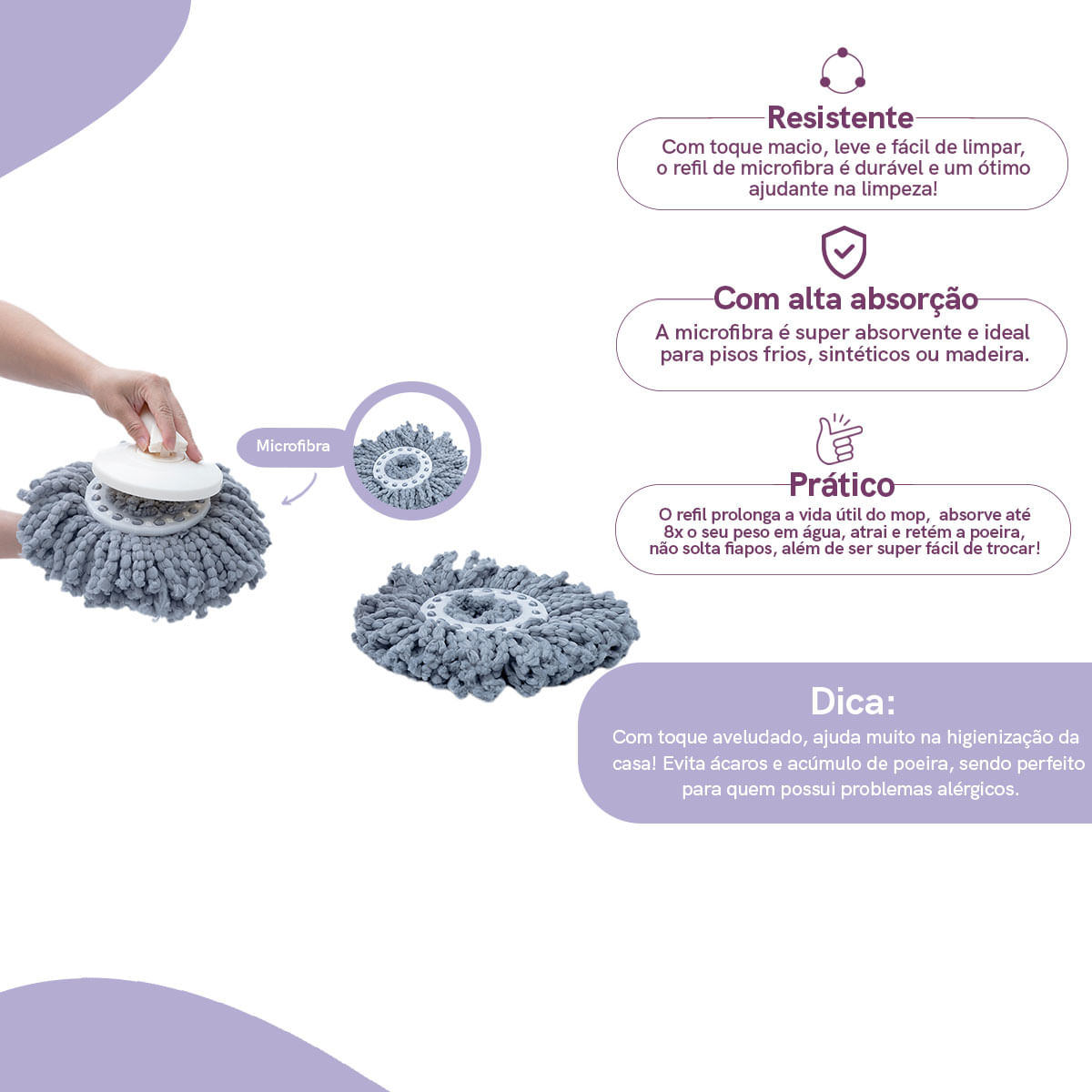 Kit Com 2 Microfibras Para Mop Giro Fit - Simplo - Carrefour