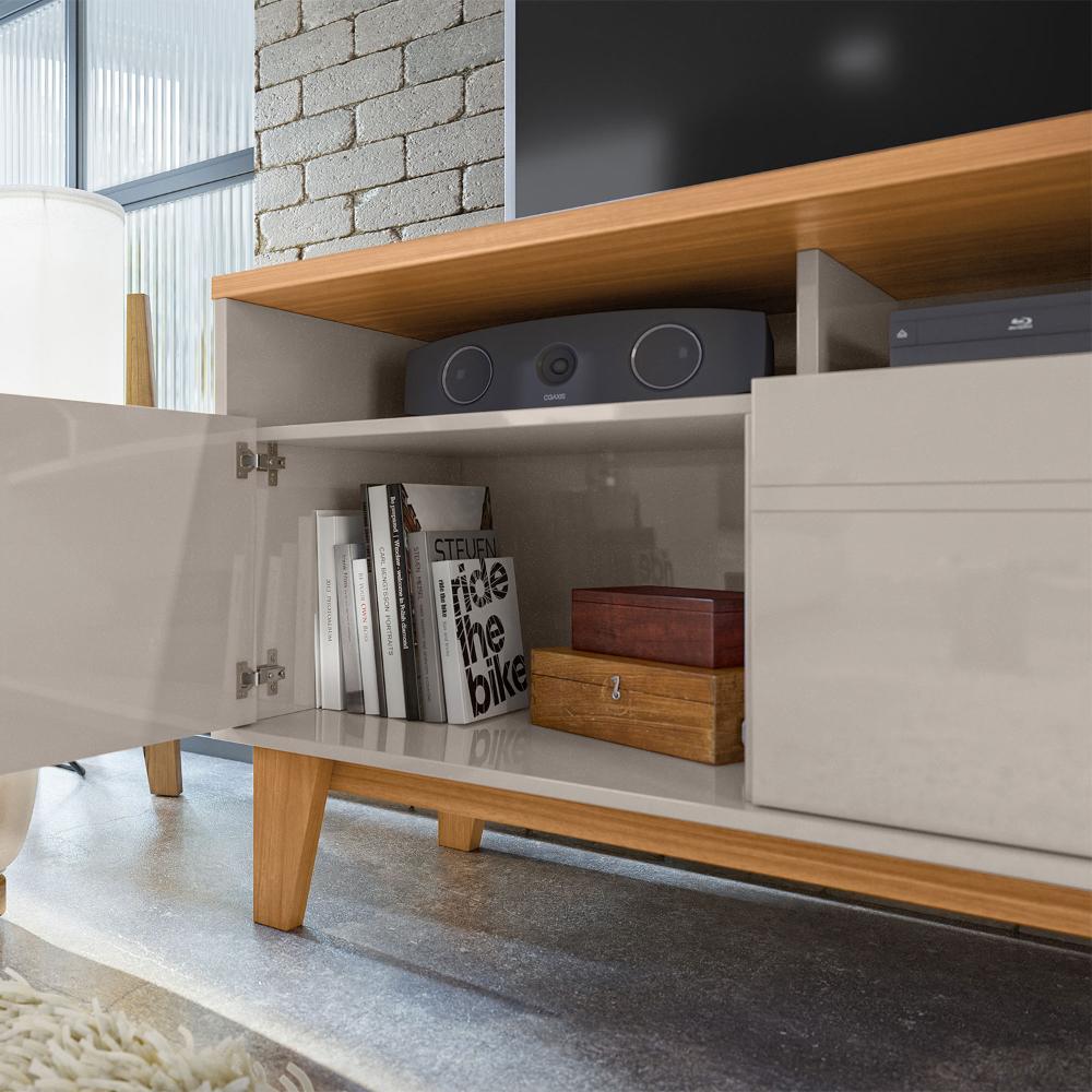 Rack Moderno 55 Polegadas Off White Perolizado E Marrom Tauros Lukaliam ...