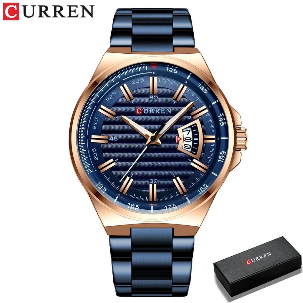 Relógio Masculina Curren 8375 À Prova D'água Azul - Carrefour