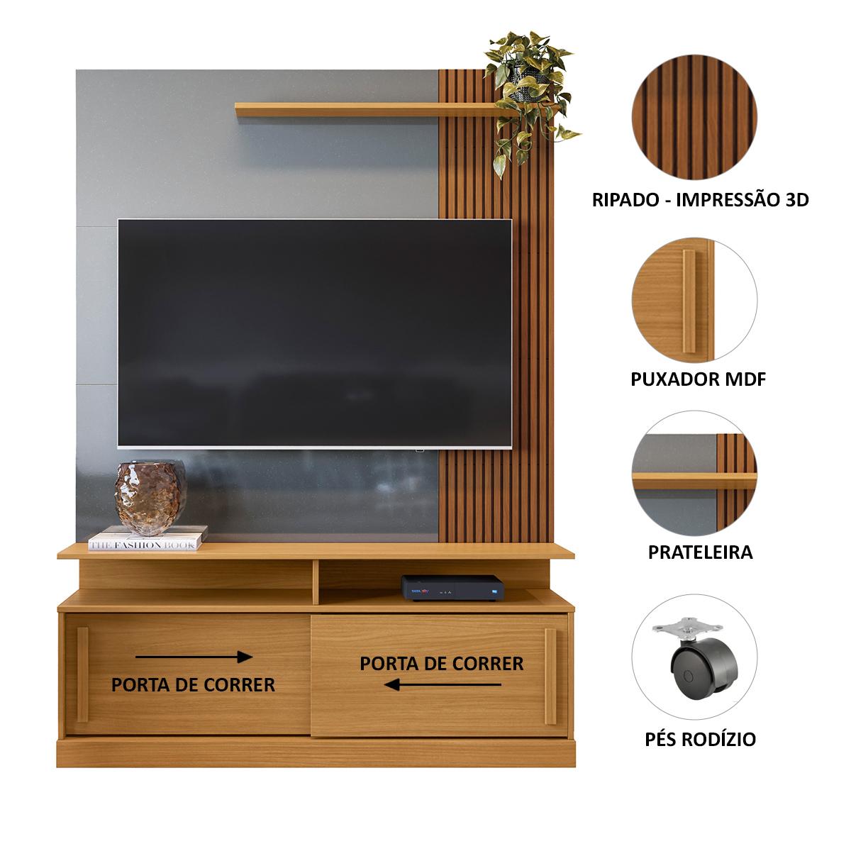 Estante Rack Painel Home Moderno Tv 42 47 48 50 55 60 Polegadas Porta Correr E Nicho Multiuso ...