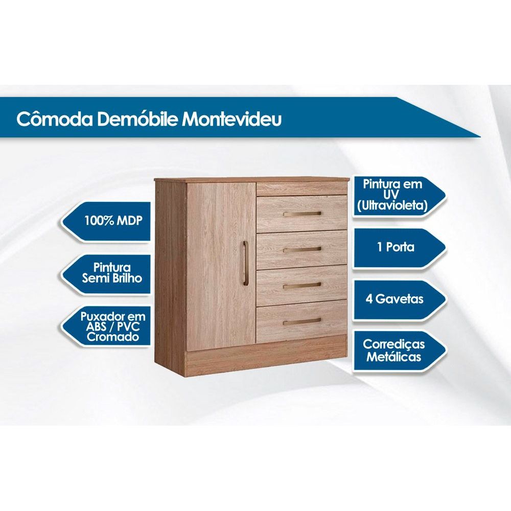 Comoda Casal Montevideu C 1 Porta E 4 Gavetas Amendola Demobile - Carrefour