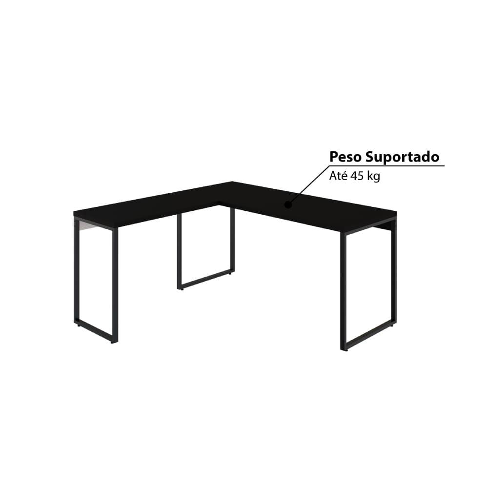 Mesa De Escritório Industrial Kuadra Em L - Preto - Carrefour
