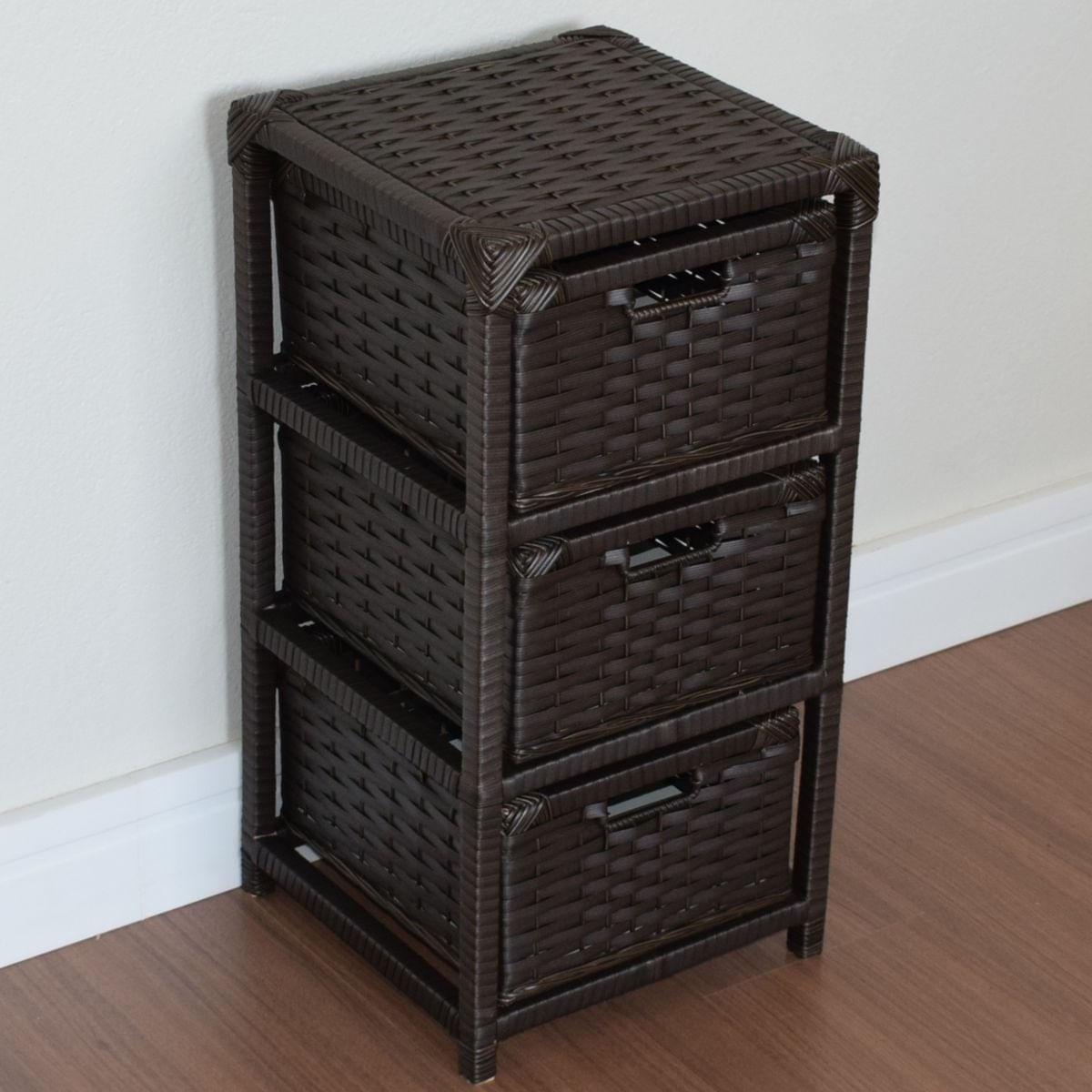 Gaveteiro 3 Gavetas Fibra Sintética 30x30x60 Marrom Escuro - Argila ...