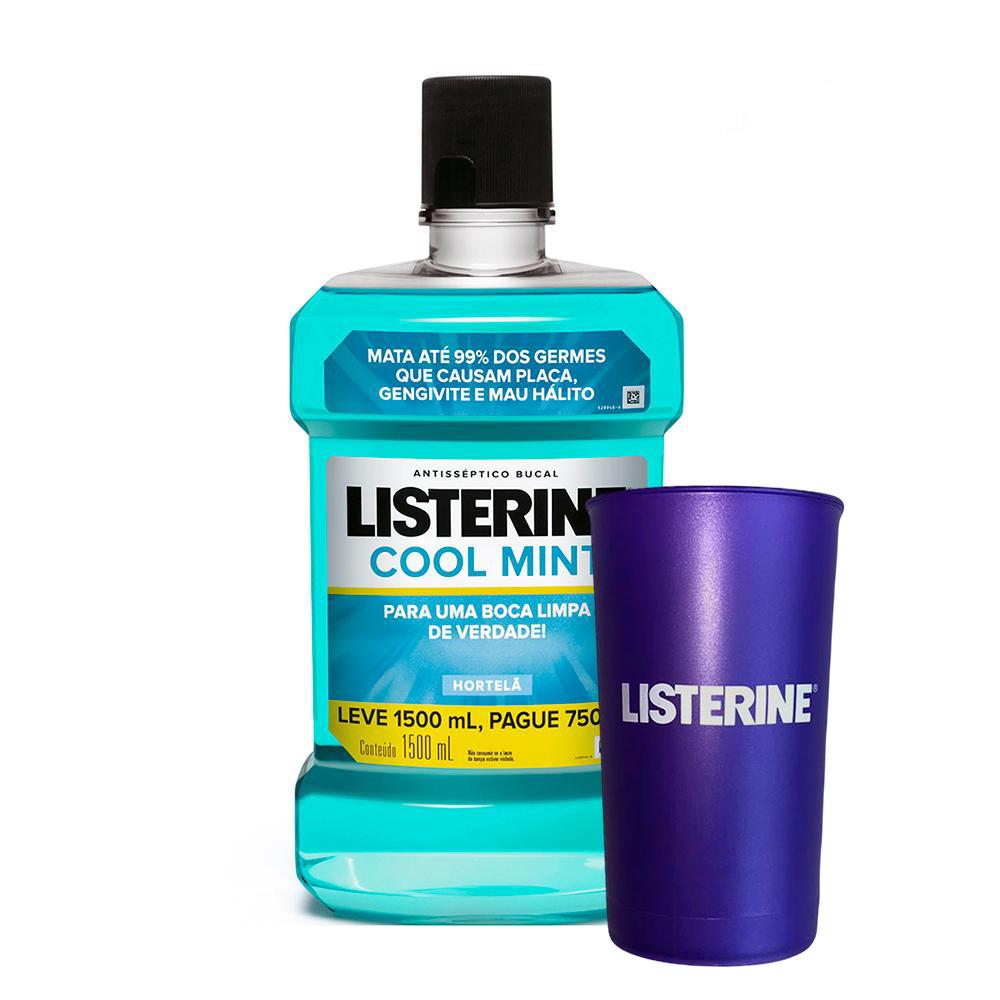 Kit Antisséptico Bucal Listerine Cool Mint 750ml + Copo Listerine ...