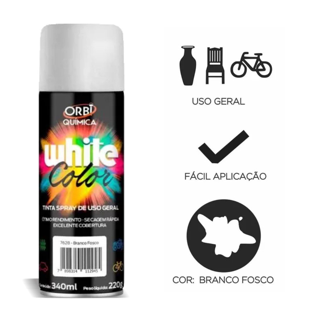 Tinta Spray White Color Uso Geral Branco Fosco 340ml - 3 Peças - Carrefour
