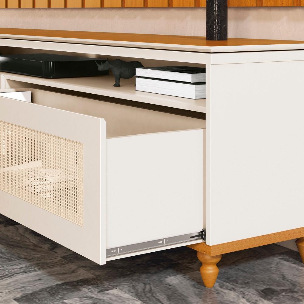 Rack Para Tv Até 60 Polegadas 2 Gavetas Com Pés Madeira Maciça Moroni ...