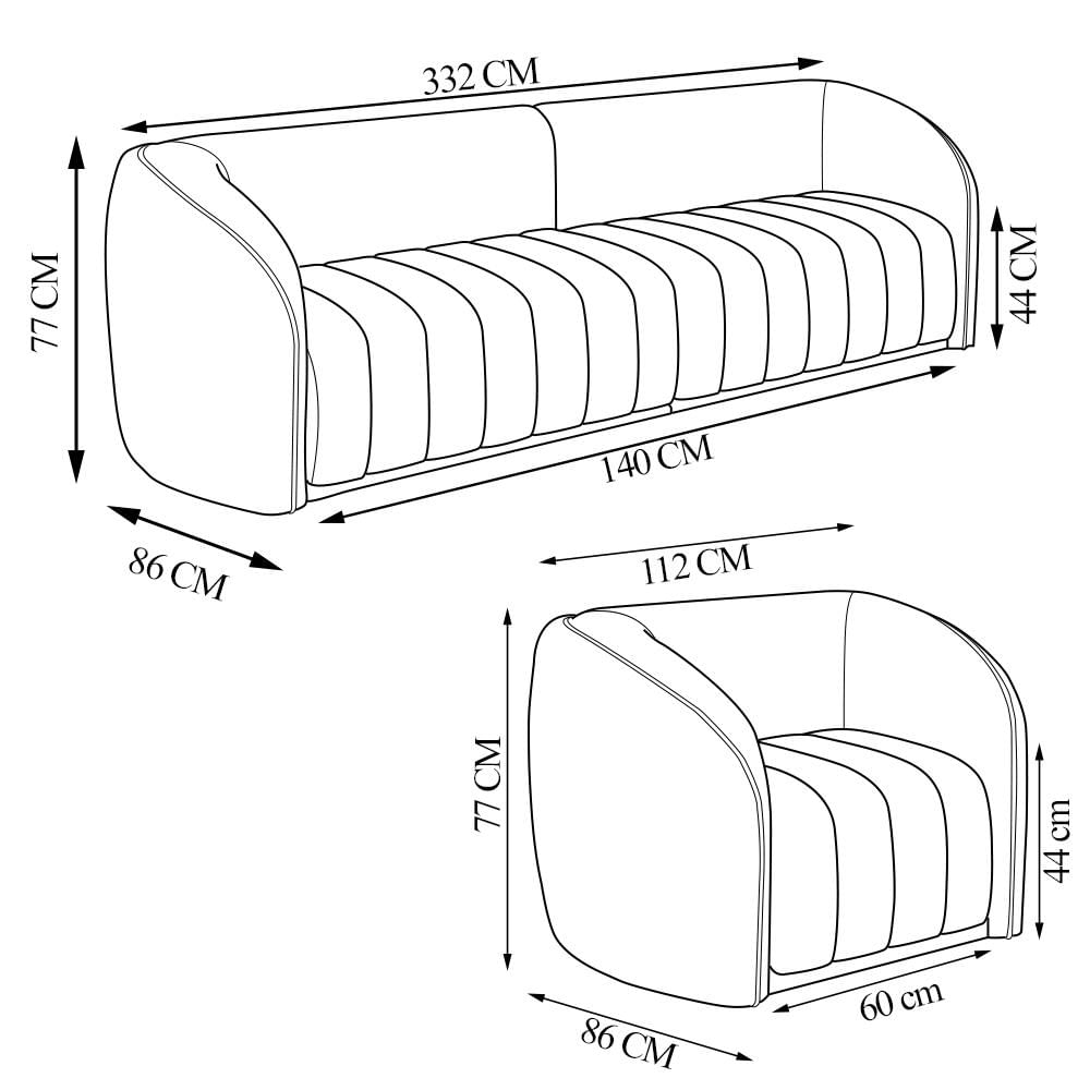 Conjunto Sala De Estar Sofá 332cm 4 Lugares E Poltrona Adam Pu Marrom ...