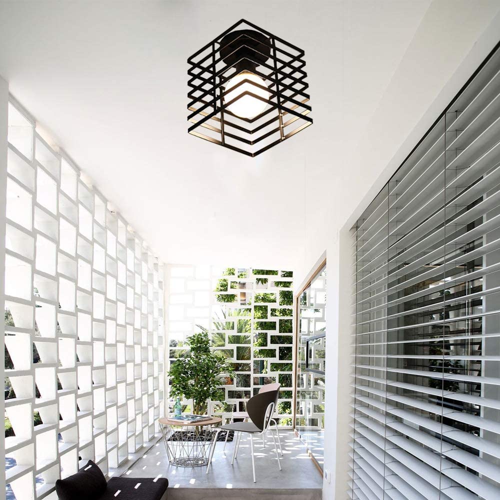 Retro Industrial E27 Lâmpada De Teto Vintage Cube Lâmpada De Teto ...