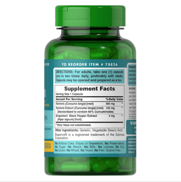 Turmeric Curcumin (cúrcuma), 1000mg, 60 Cápsulas, Puritan's Pride ...