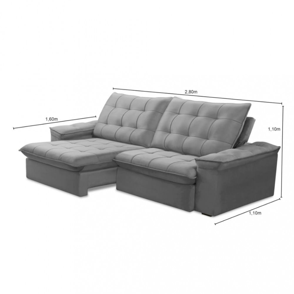 Sofá 4 Lugares Retrátil Reclinável Veludo 280cm Batam Ferguile - Carrefour