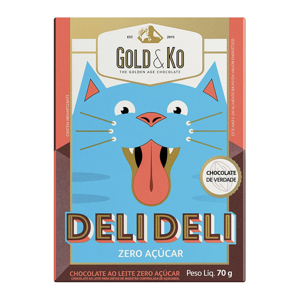 Chocolate Gold & Ko Deli Deli Ao Leite Zero Açúcar 70g - Carrefour