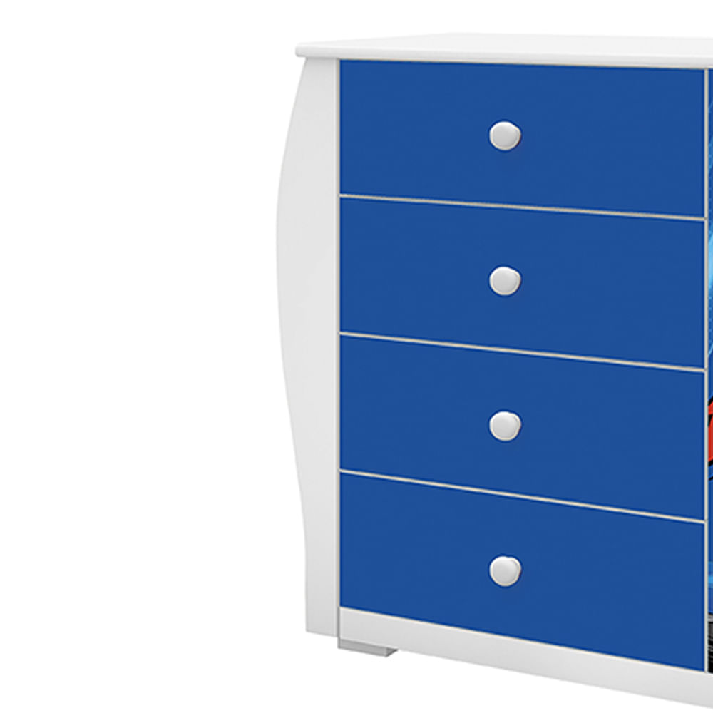 Cômoda Azul 4 Gavetas 1 Porta Carro Stock Car Valen 91x95x45 - Carrefour