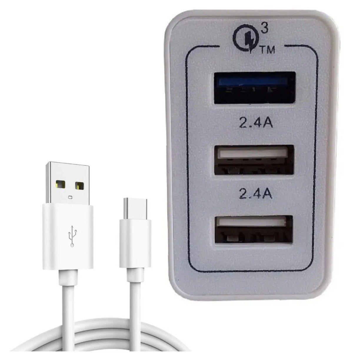 Carregador Celular Universal Rápido Turbo 3 Usb V8 8.1a - Carrefour