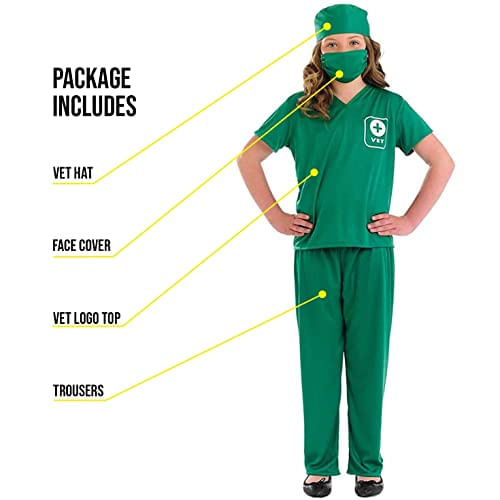 Crianças Vet Costume Crianças Verde Esfrega Animal Doctor Uniform ...