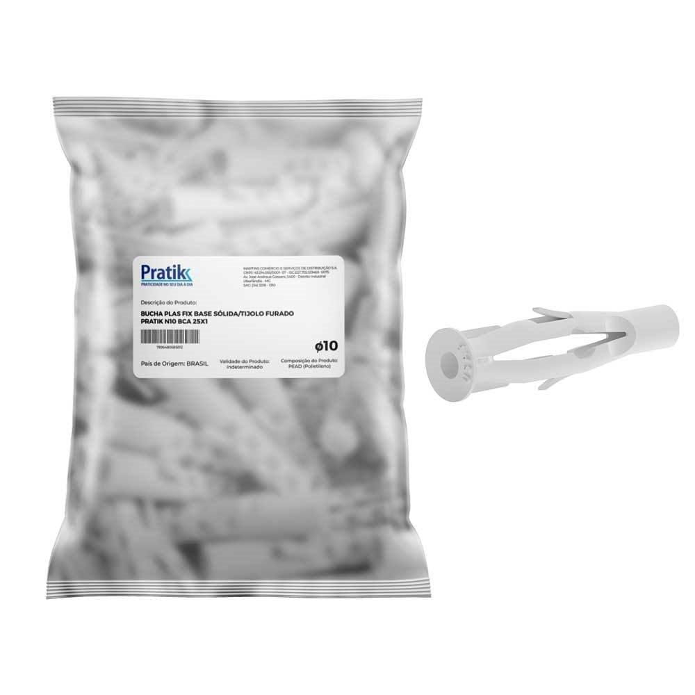 Bucha Plástica Fixação Pratik Base Sólida Para Tijolo Furado N12 Branco ...