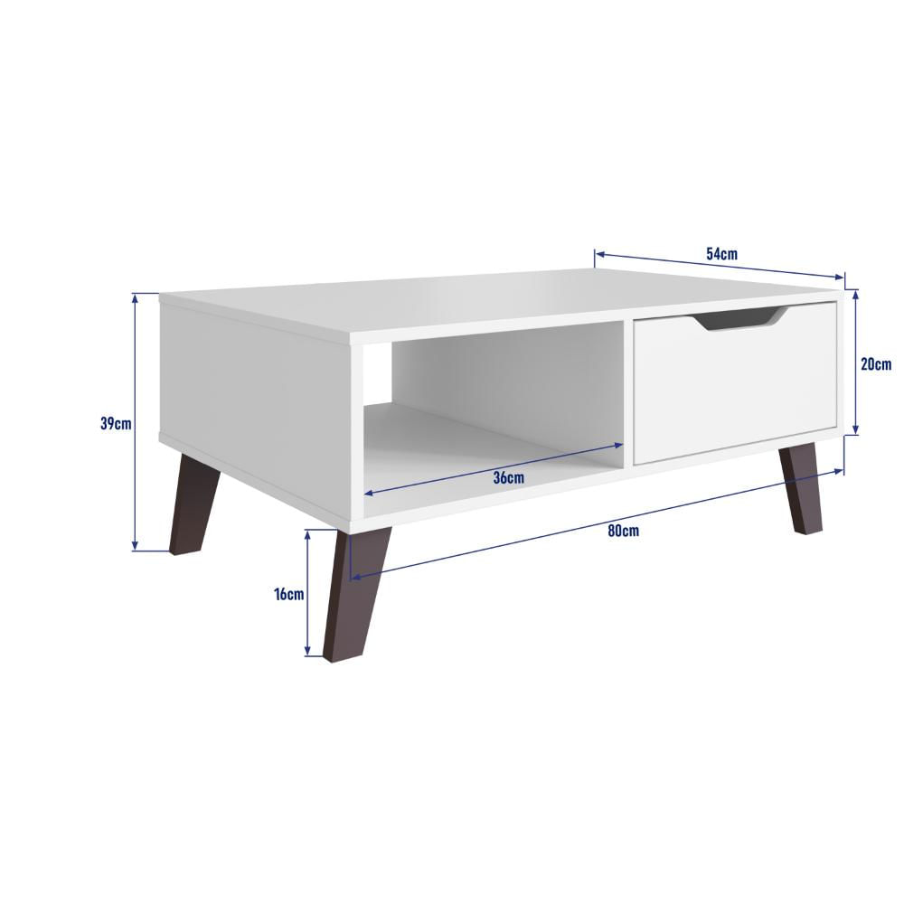 Mesa De Centro Rimini Retangular Com Gaveta E Nicho Branco - Carrefour