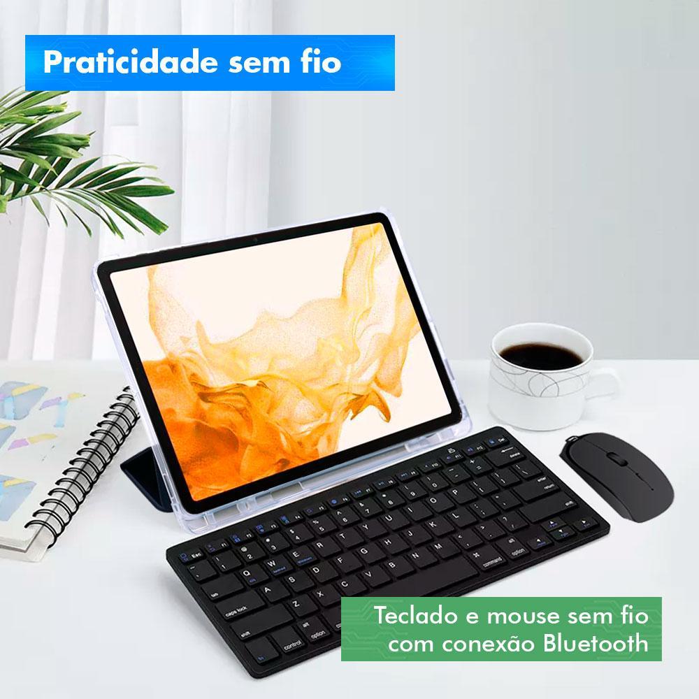 Capa Case Tab S8 X700 X706 + Teclado Mouse Pelicula - Preta - Carrefour