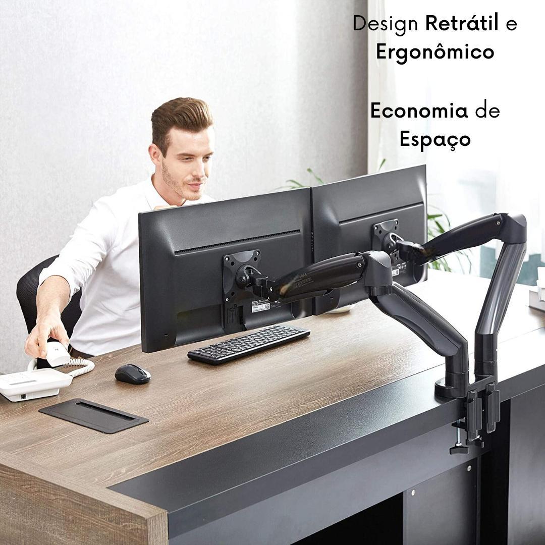 Suporte Duplo Monitor De Mesa De 17 Até 27 Polegadas Preto - Carrefour