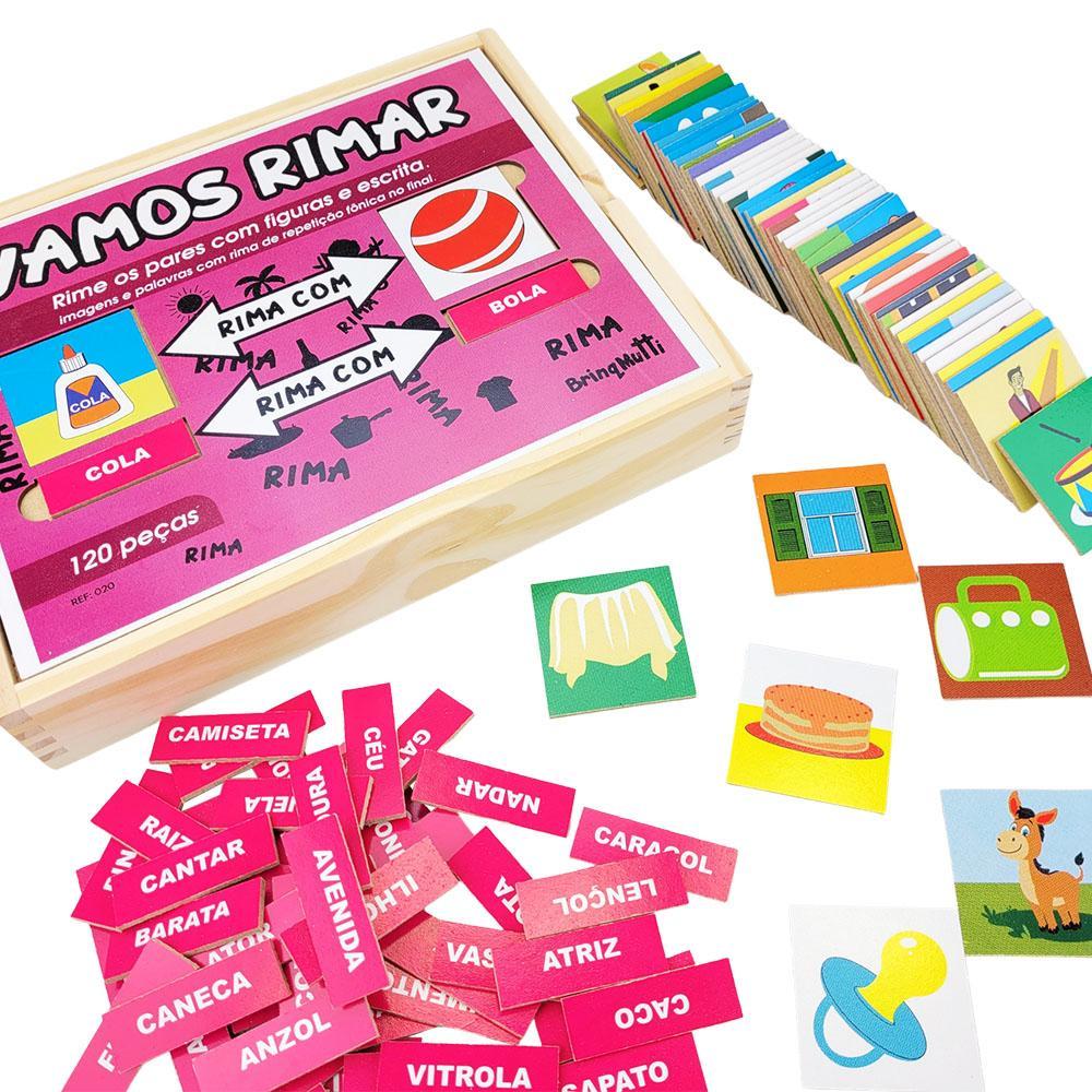 Jogo De Rima Pedagógico Infantil Madeira Vamos Rimar 120 Pçs - Carrefour