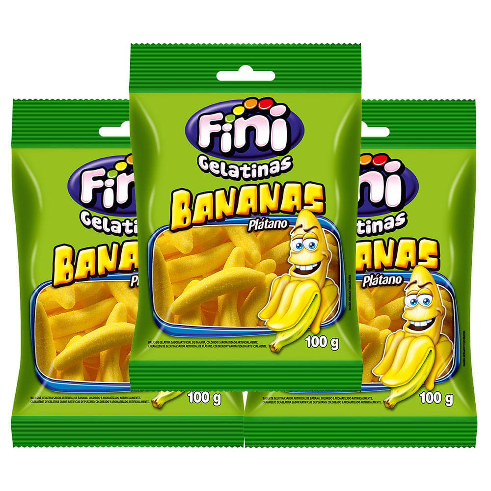 Balas De Gelatina Fini Banana 100g | Kit Com Três Unidades - Carrefour