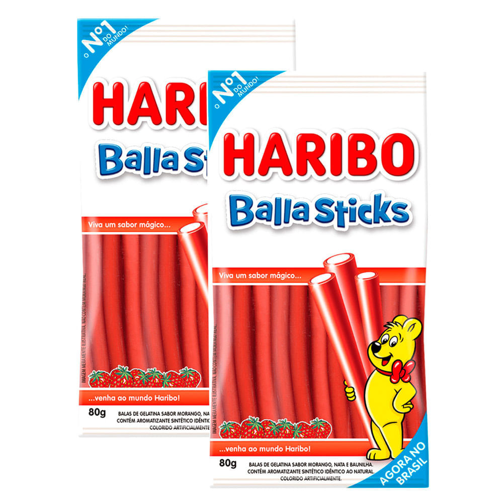 Kit 2 Balas Haribo Balla Sticks Morango 80g - Carrefour