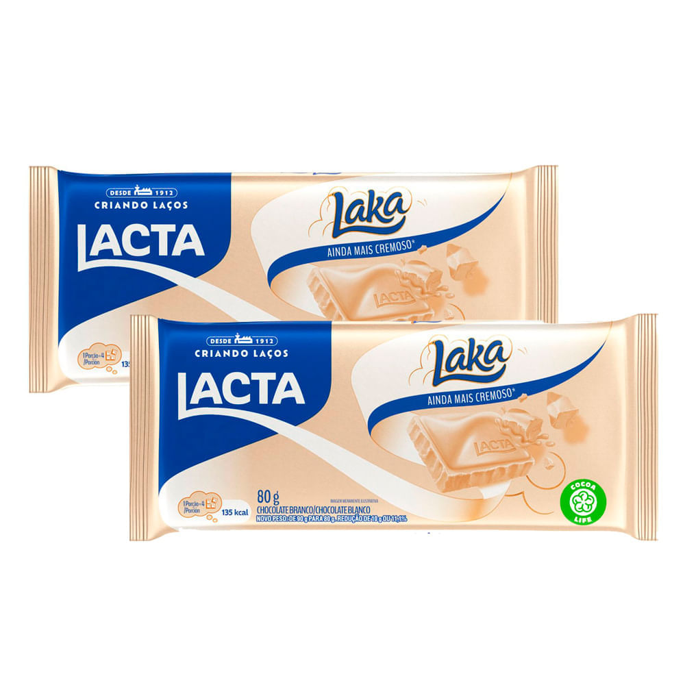 Kit 2 Chocolate Branco Lacta Laka 80g - Carrefour