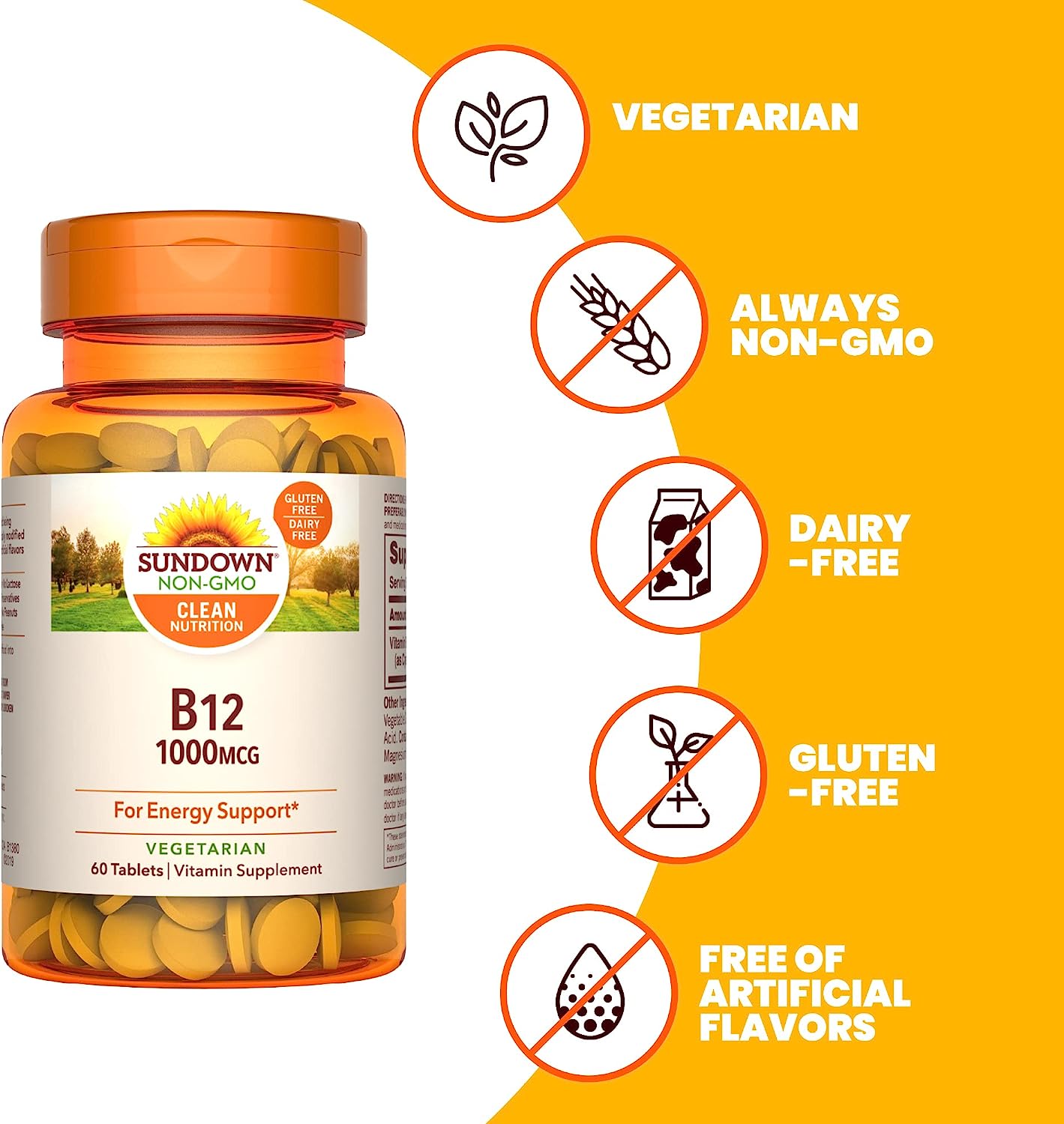 Vitamina B12, 1000mcg, 60 Comprimidos, Sundown - Carrefour