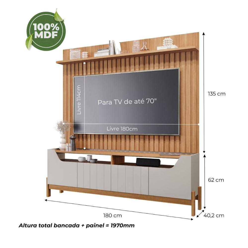Rack Com Painel Ripado Para Tv Até 70 Polegadas Moema 4 Portas Off ...