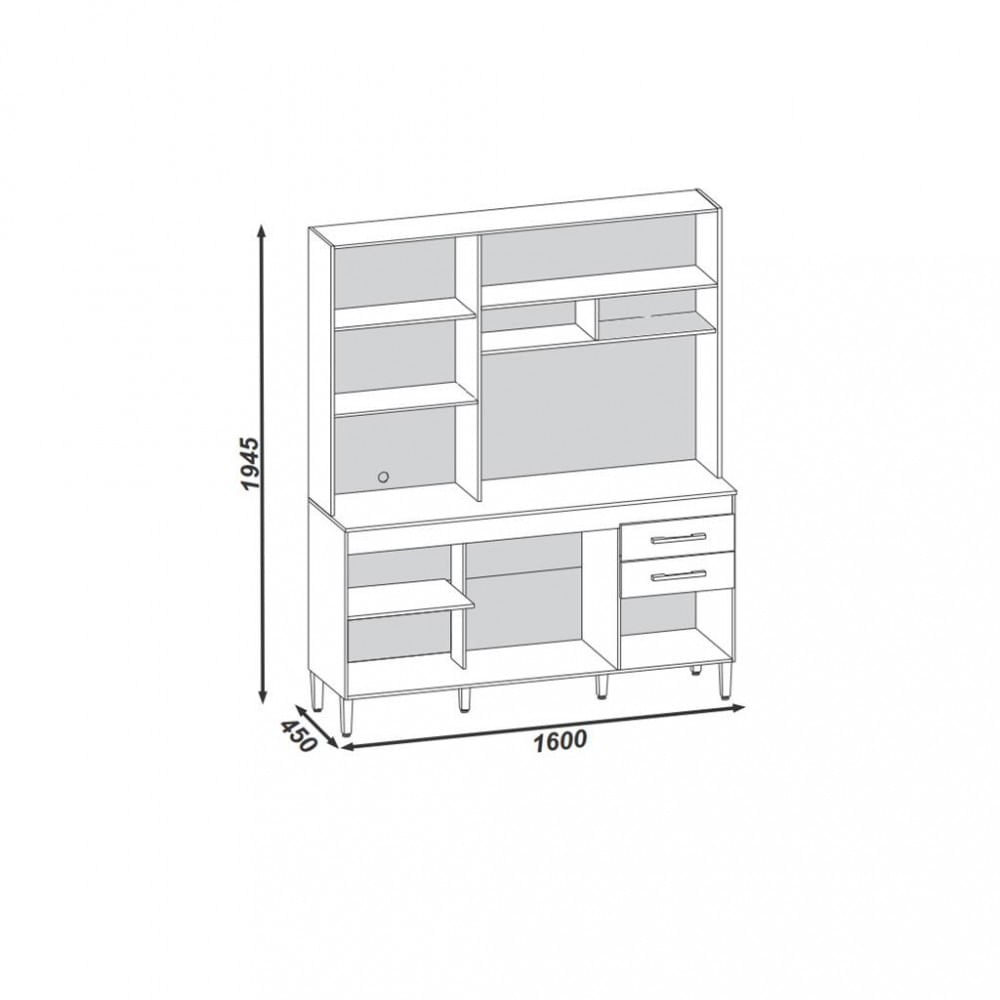 Cozinha Compacta 5 Portas 3 Gavetas Mônaco New Atualle - Carrefour