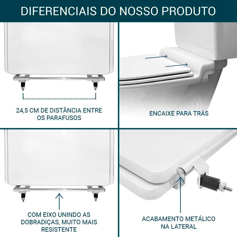 Assento Sanitário Tampa De Vaso Madeira Mdf Laqueado Calypso Para Bacia ...