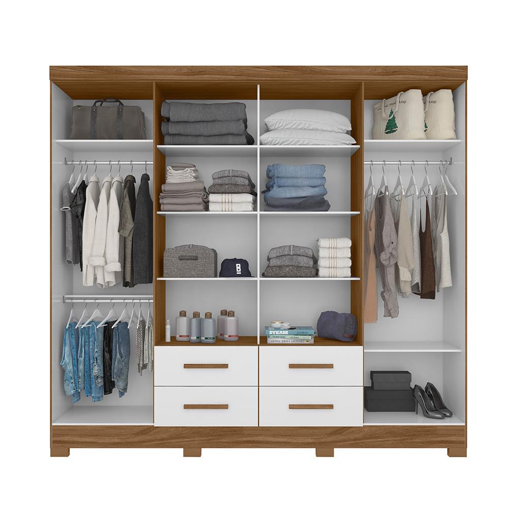 Guarda Roupa Grande Com Espelho 8 Portas 237cm Naturale Branco Finn ...