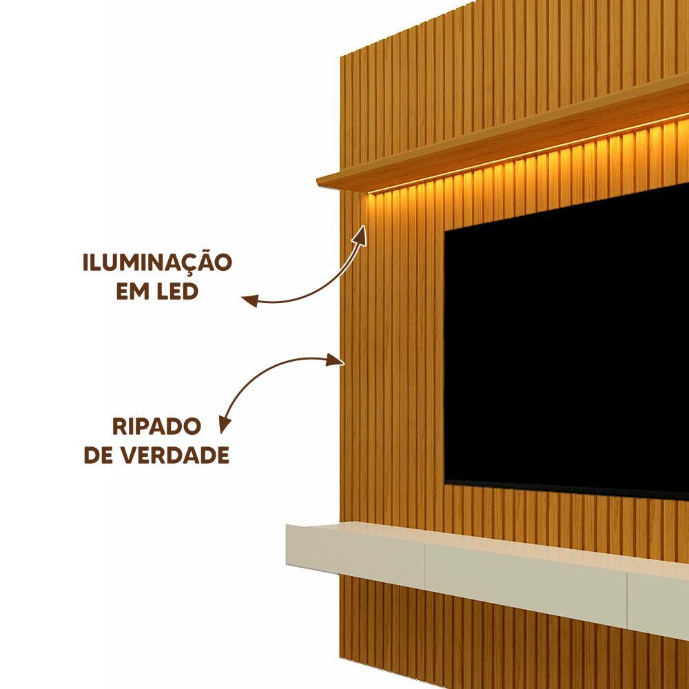 Painel Para Tv Até 85 Polegadas Ripado Com Led Nobre 230cm Gelius ...