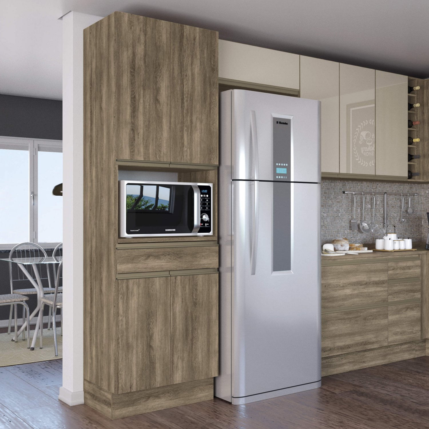 Paneleiro Forno 4 Portas 1 Gaveta 70cm Maxxi Kappesberg Nogal - Carrefour