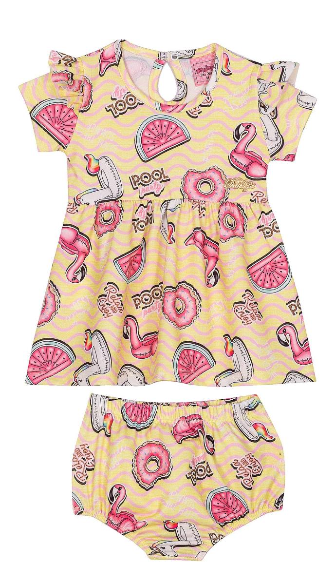 Vestido Pool Party com Calcinha Amarelo2 - M - ...Características ...