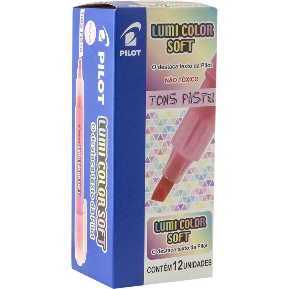 Caneta Marca Texto Lumicolor Rosa Pastel 12unid - Pilot - Carrefour