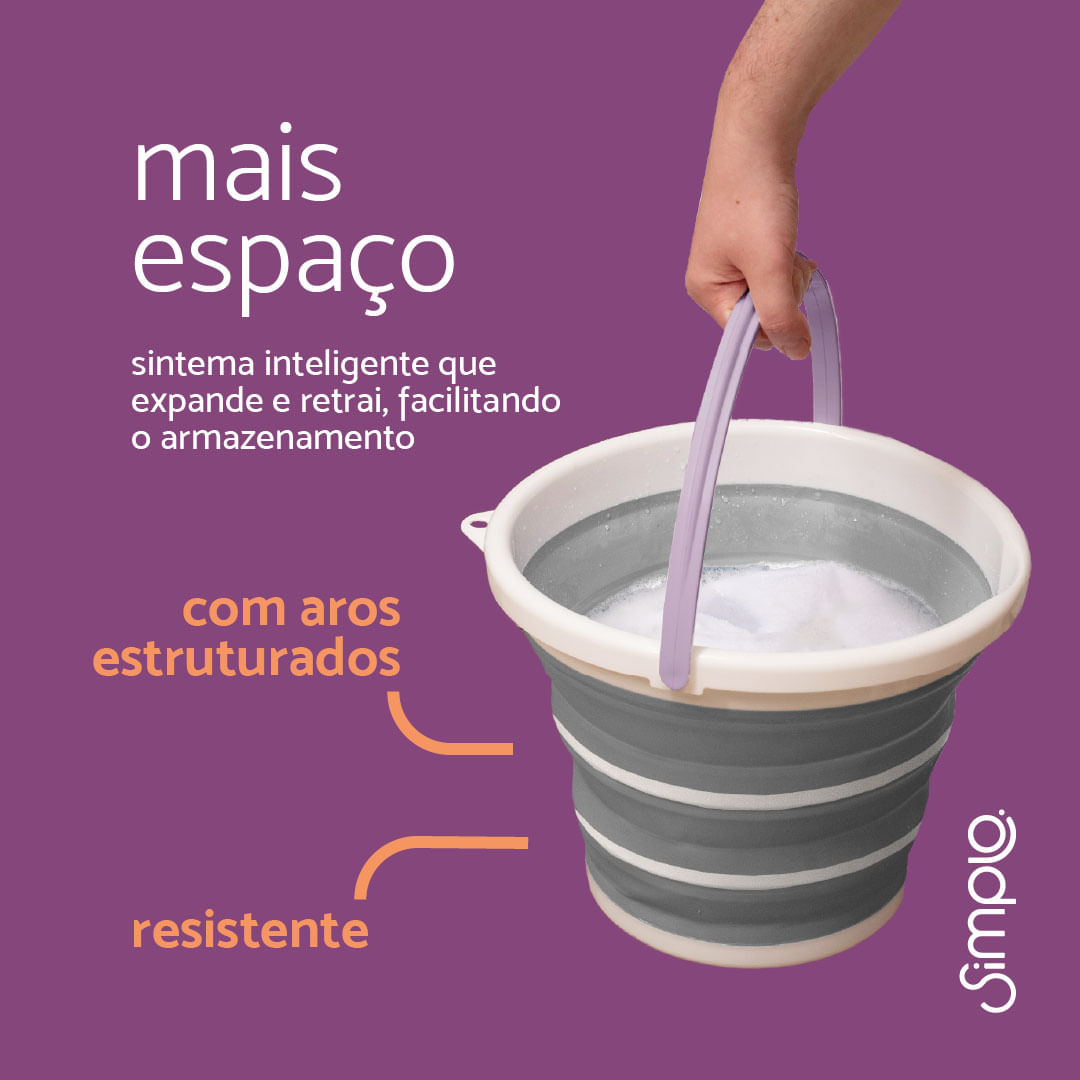 Balde Dobrável De Plástico 10 Litros - Simplo - Carrefour