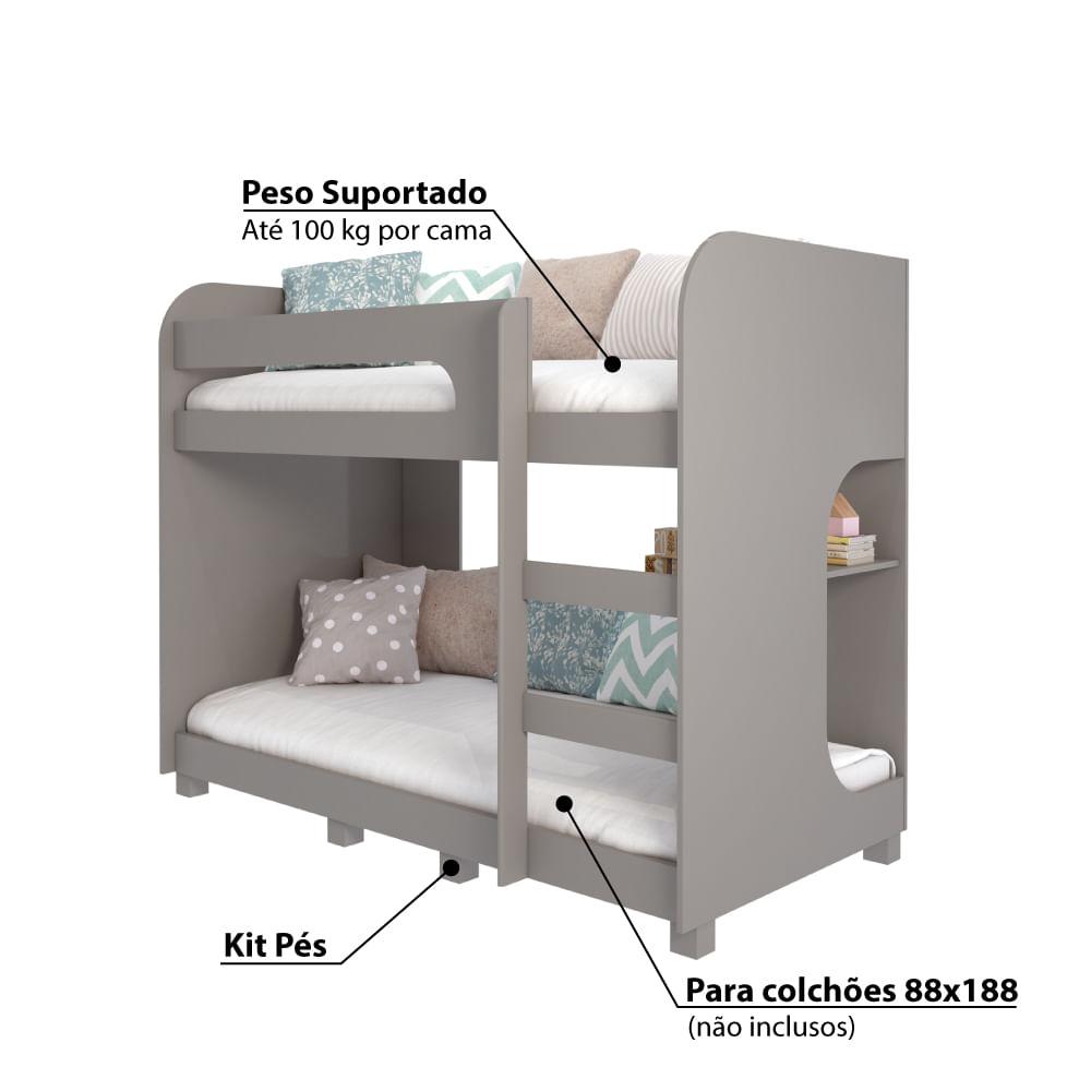 Beliche Montessoriano Fantasia Com 1 Prateleira E Kit Pés Mdf - Cinza ...