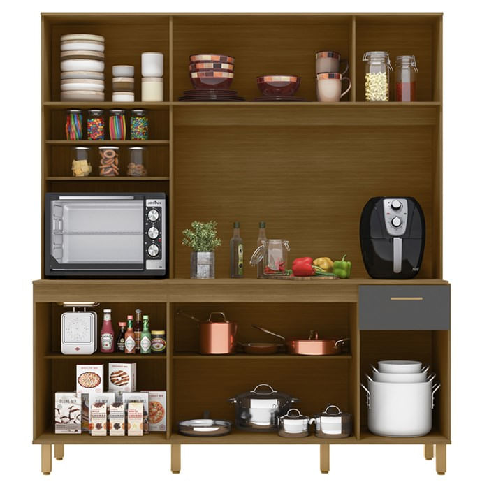 Cozinha Compacta 9 Portas Ripado 15025 Freijo Grafite Pln - Carrefour