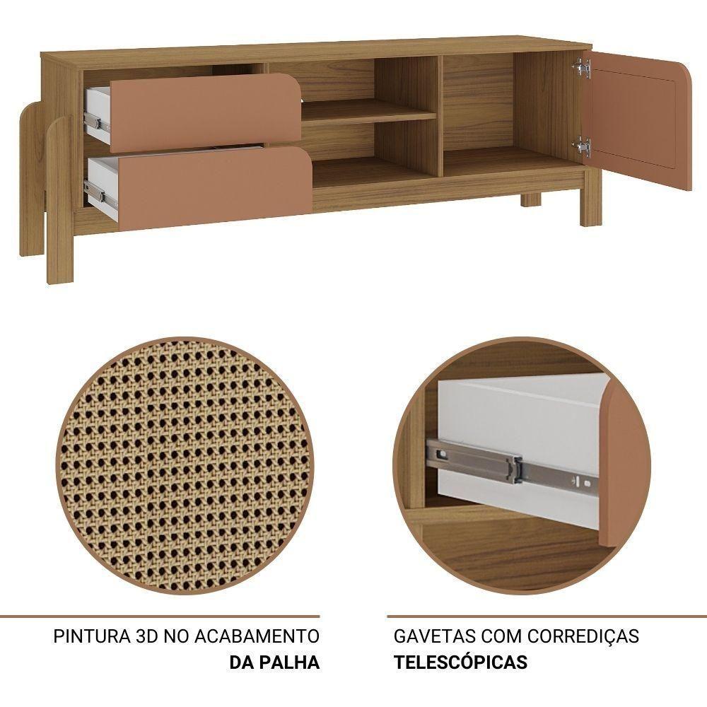 Rack Bancada Para Tv Até 60 Polegadas 1 Porta 2 Gavetas 2 Nichos Nature ...