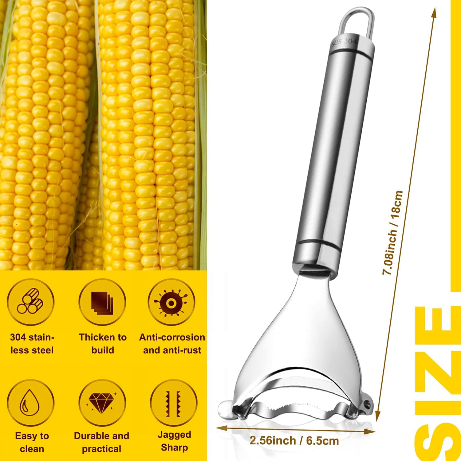 Descascador De Milho De Aço Inoxidável Magic Corn Cob Stripper ...