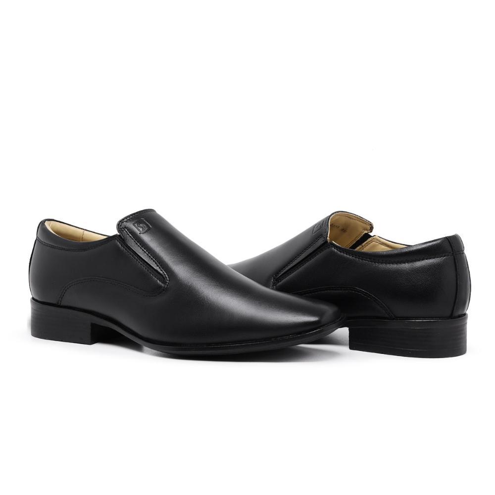 Sapato Social Masculino Couro Casual Calce Fácil Elástico Preto 37 ...