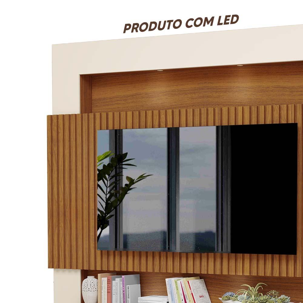 Painel Ripado Para Sala Tv Até 75 Polegadas 217cm Freijó Off White ...