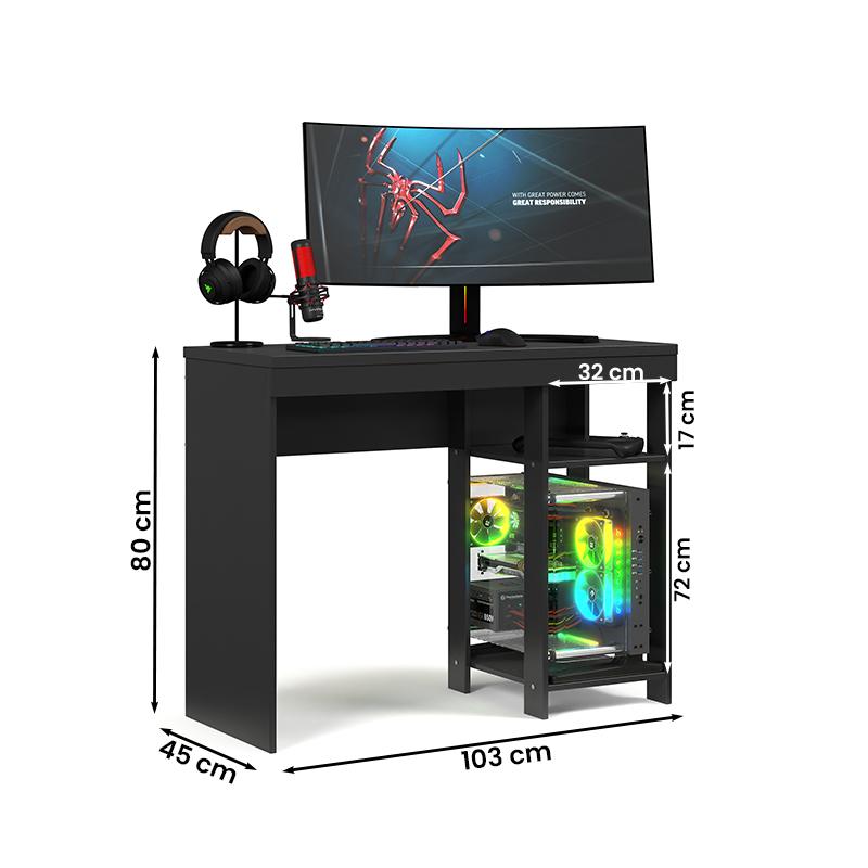 Escrivaninha Gamer Beta Quarto Com Prateleiras 103 Cm Preto - Carrefour